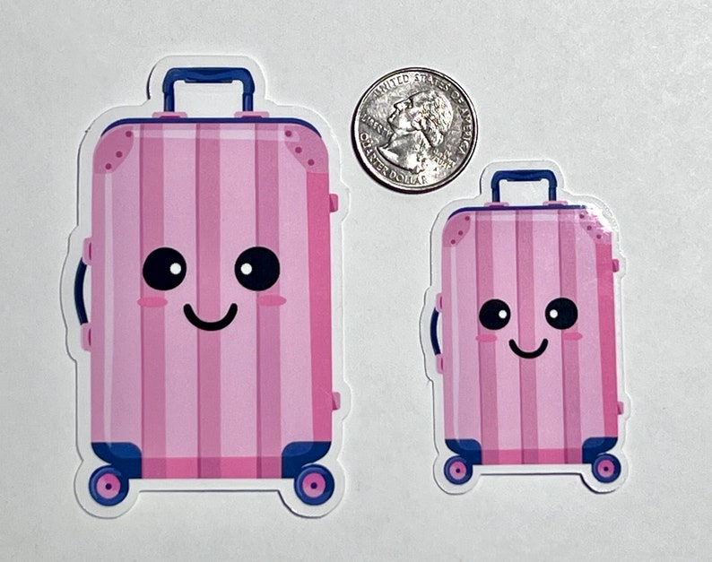 Cute Luggage Sticker Pink Kawaii Cartoon Suitcase With Face Water ...