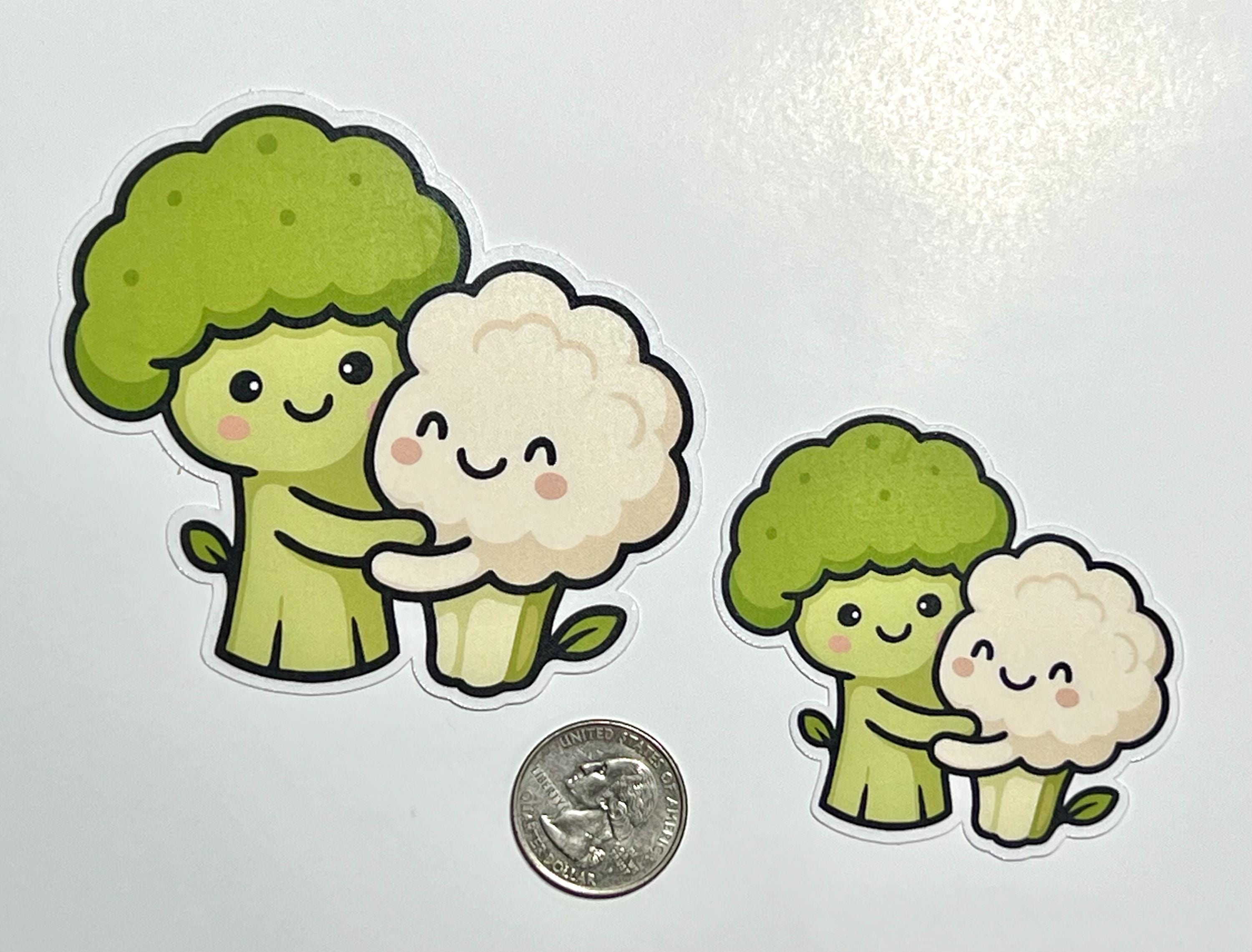 Cute Broccoli and Cauliflower Friends Sticker | Kawaii Design | Fun ...