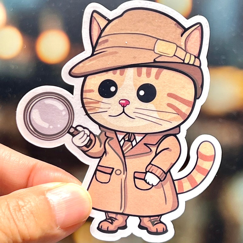 Cat Detective Sticker - Etsy