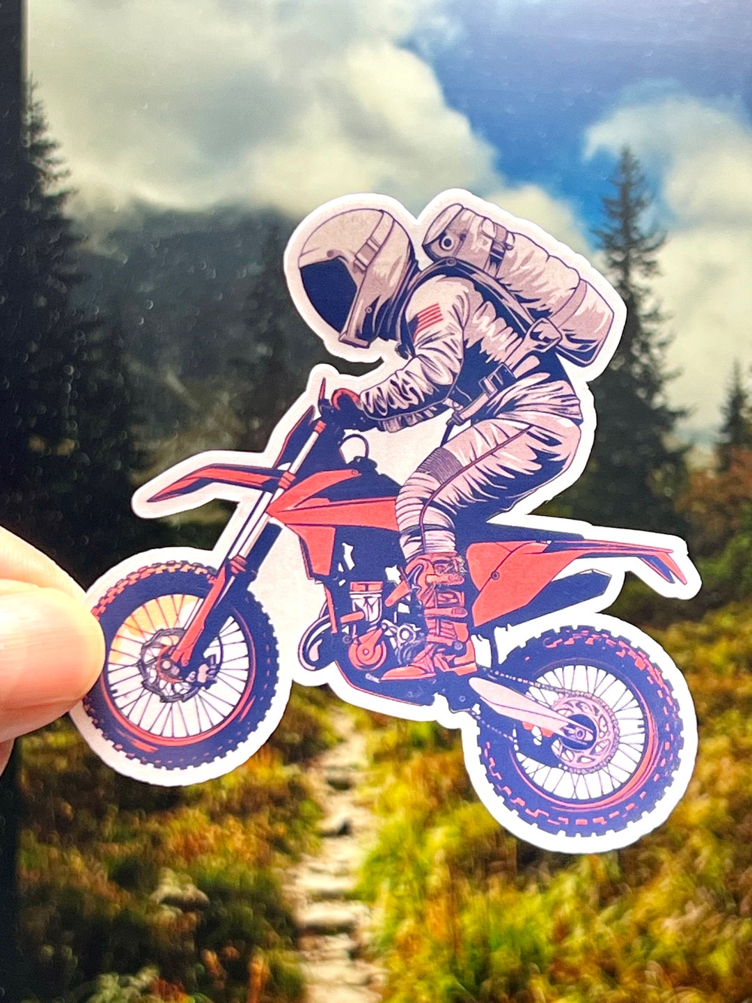 Astronaut on Dirt Bike Motorcycle Sticker | Motocross Astronaut Vinyl ...