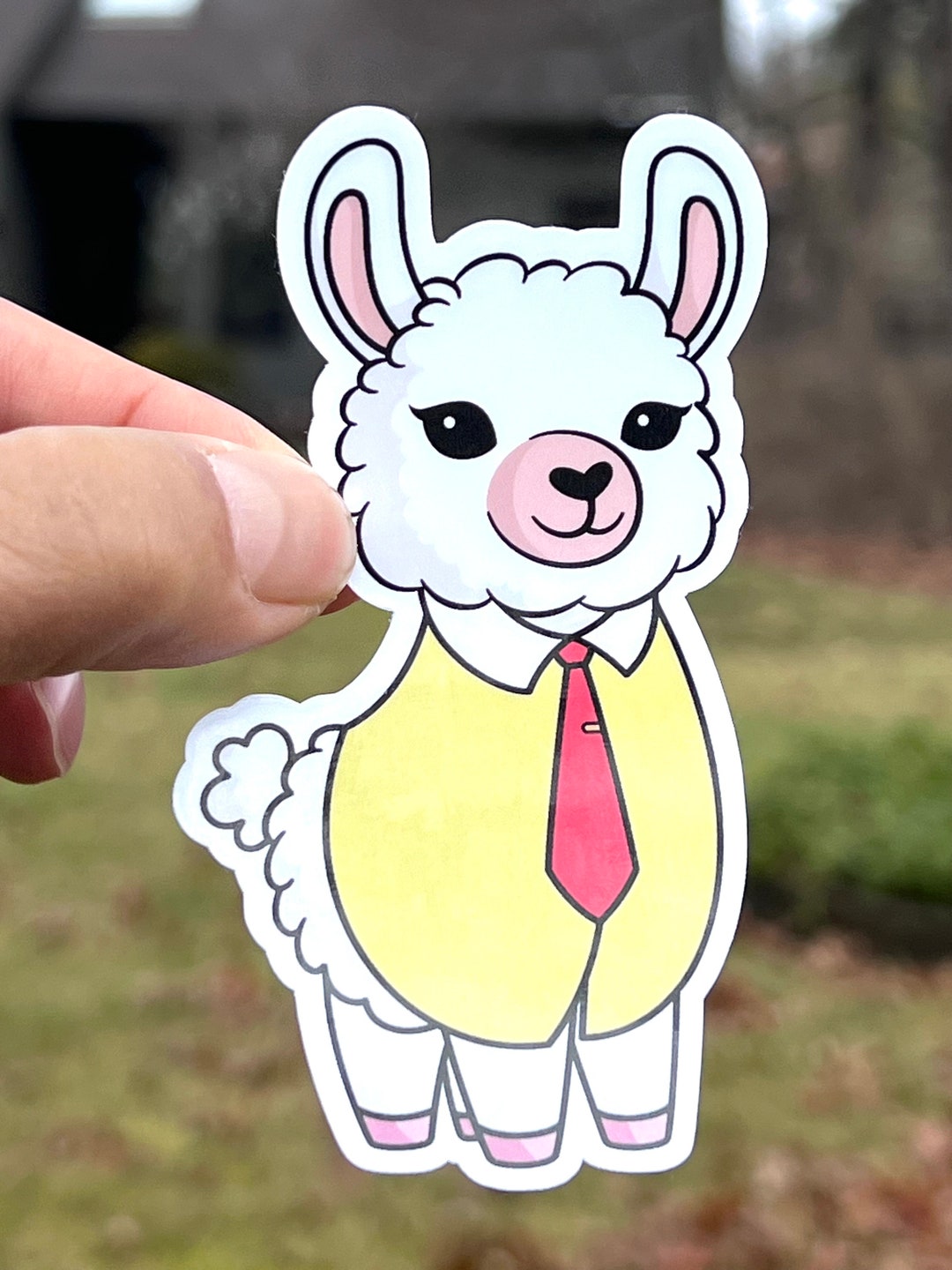 Yellow Llama in Shirt and Tie Sticker | Boss Llama Decal | Water Bottle ...