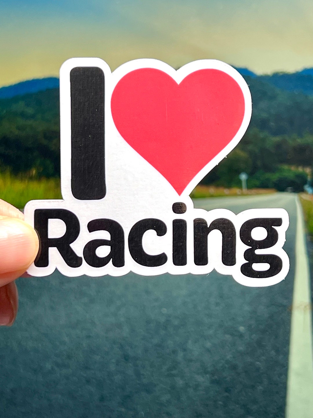 I Love Racing Sticker | I Heart Racing Vinyl Sticker | Waterproof ...
