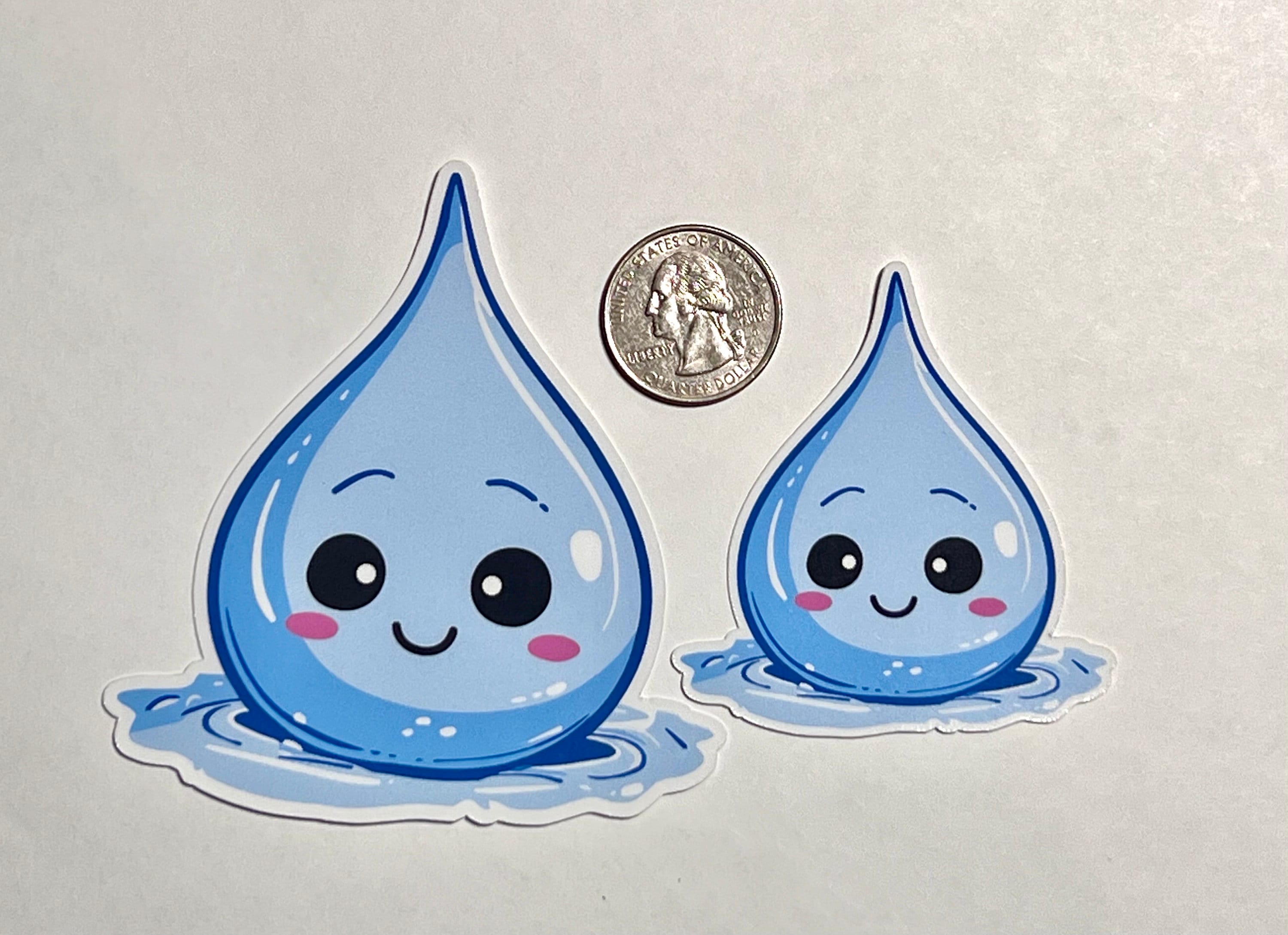 Cute Water Drop Sticker | Splashing Raindrop Kawaii Design | Fun Kids ...
