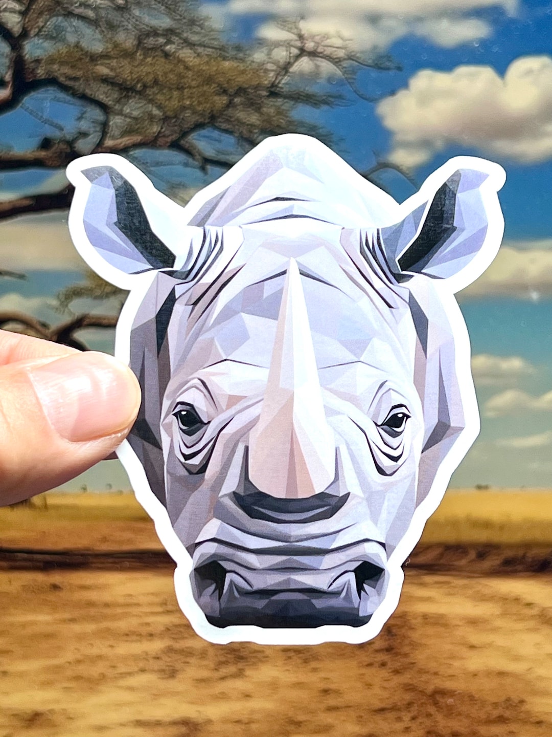 Rhino Sticker | Stylized Rhinoceros Head Vinyl Sticker | Zoo Gift ...