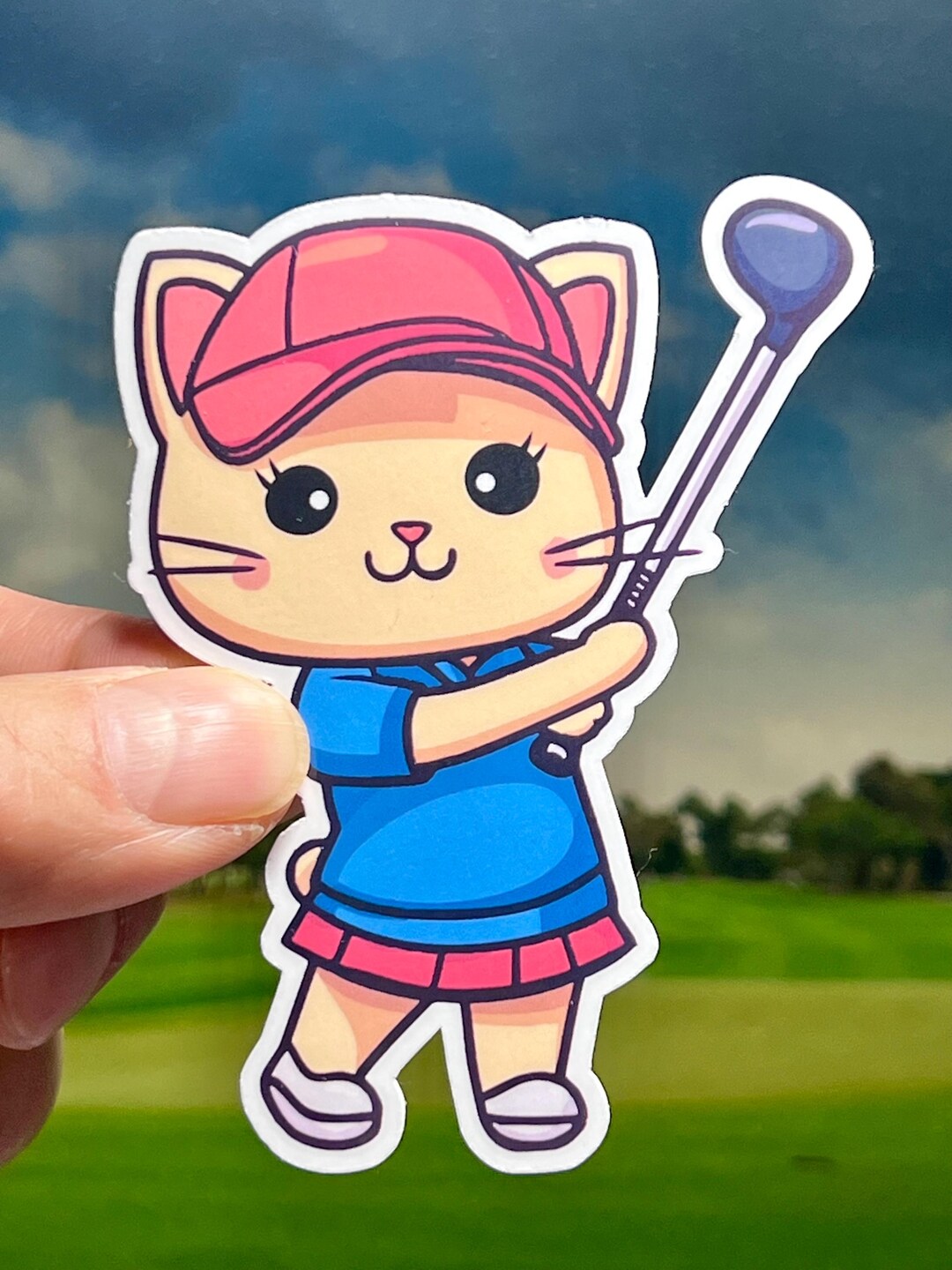 Golfing Kitty Vinyl Sticker: Ladies Golf Cat Sticker - Etsy