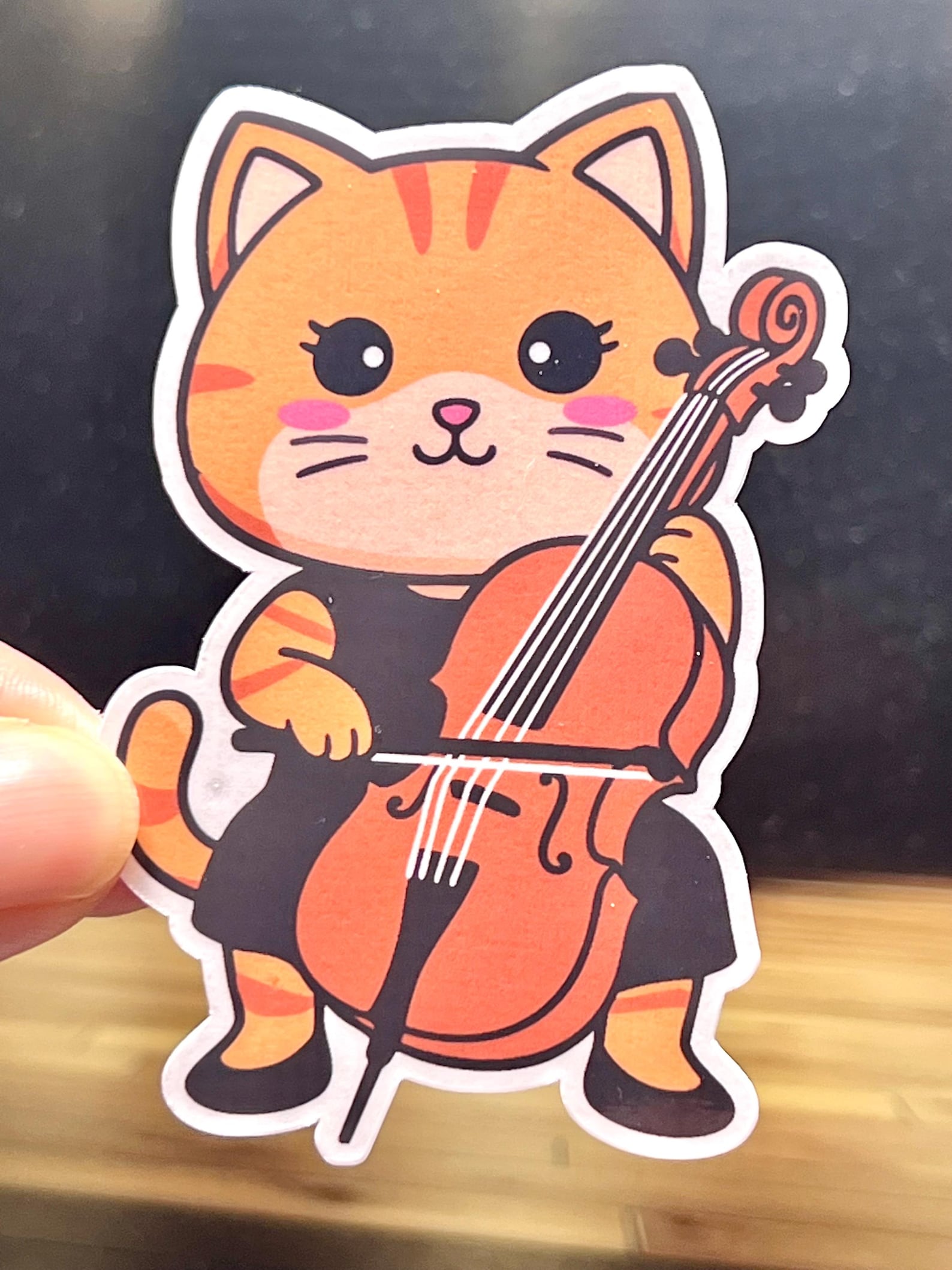 Girl Cello Cat Vinyl Sticker: Strings, Orchestra Musician Gift, Water ...
