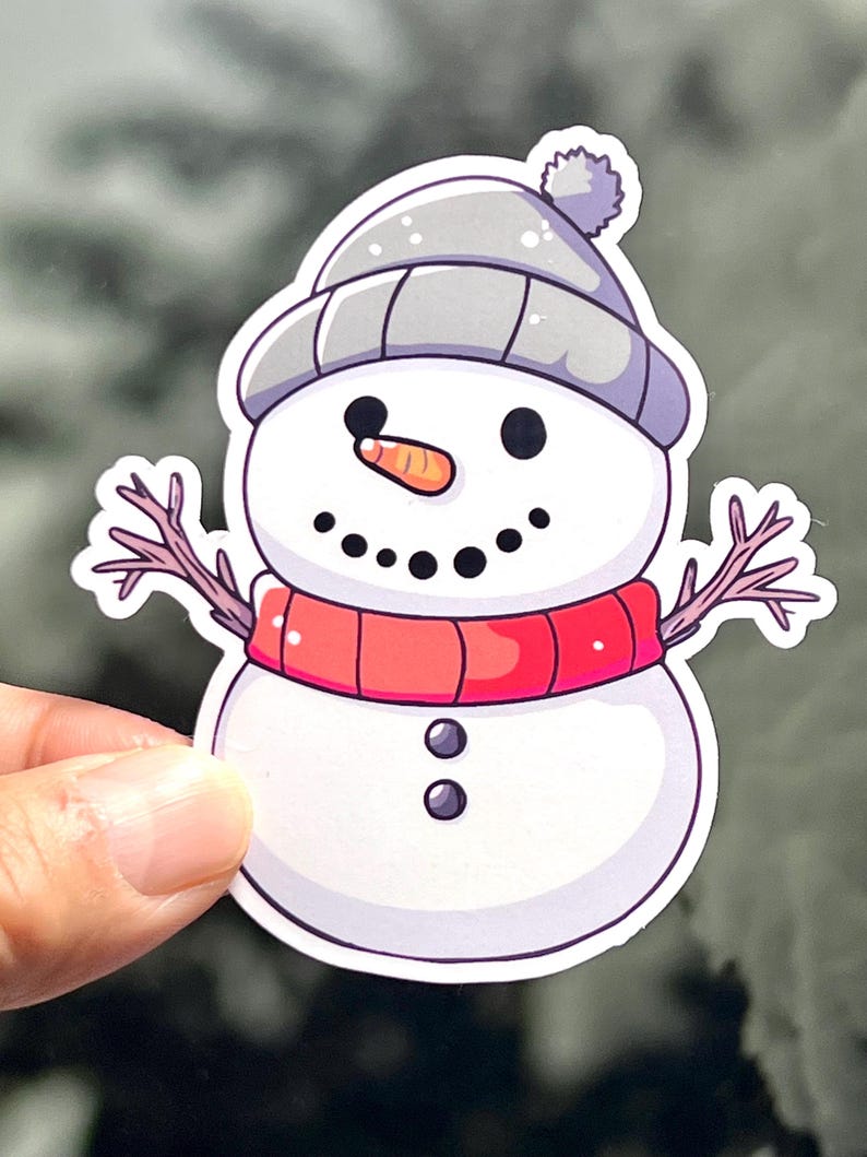 Kawaii Snowman Waterproof Vinyl Sticker for Winter Water Bottles ...