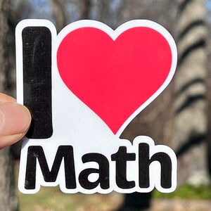 I Heart Math Sticker: Laminated Vinyl Sticker for Water Bottle - Etsy