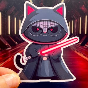 Star Dark Lord Cat | Evil Empire Warrior Kitty | Sci-fi | Cat With Light Sword | Red Laser Saber ...