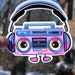 Retro Boombox Sticker | Cute Boom Box Wearing Headphones Decal ...