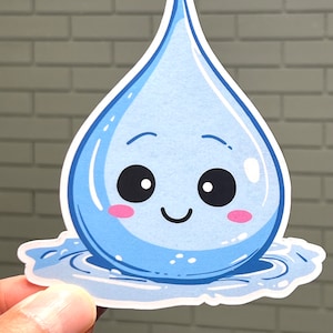 Cute Water Drop Sticker | Splashing Raindrop Kawaii Design | Fun Kids ...