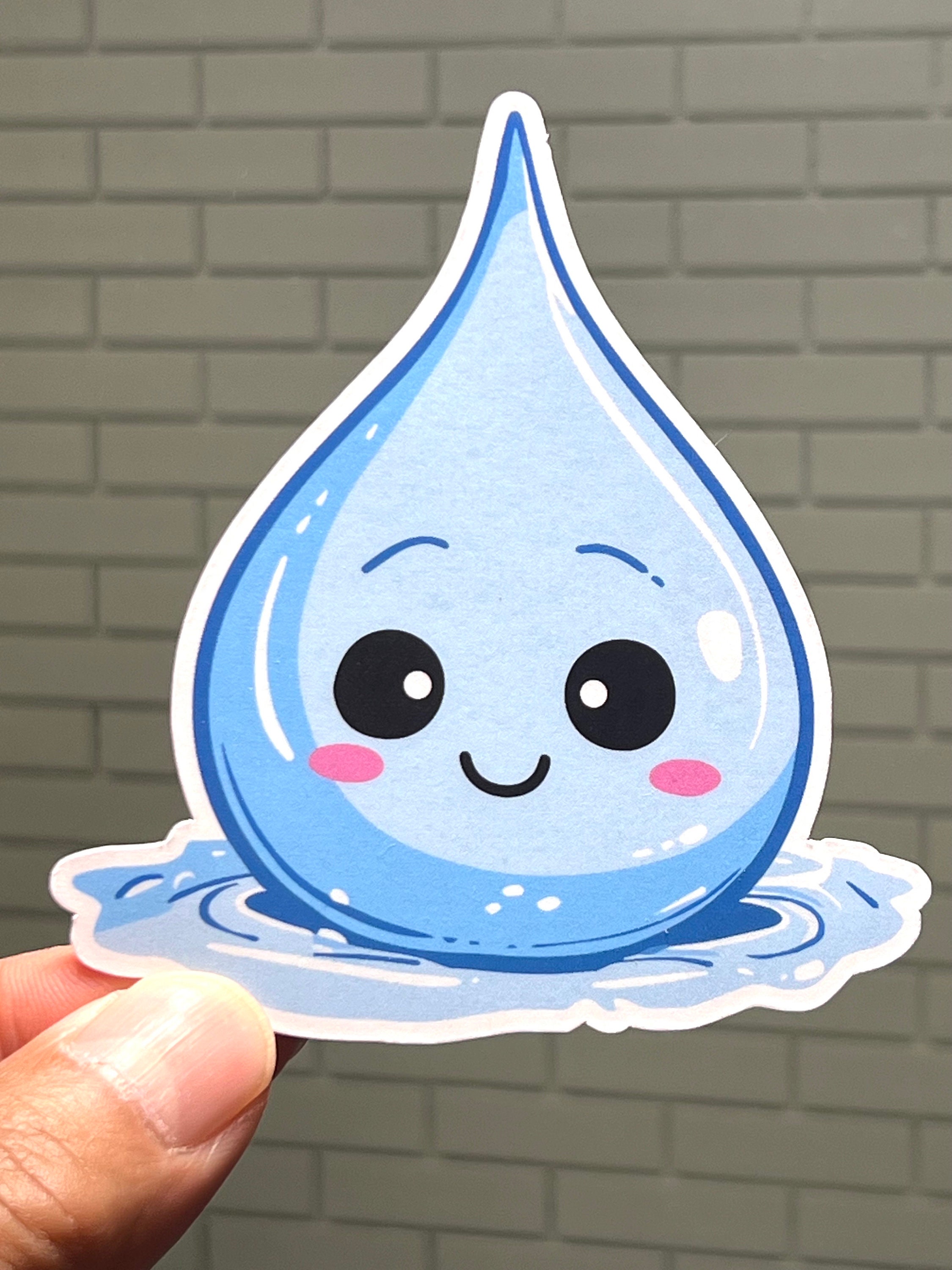 Cute Water Drop Sticker | Splashing Raindrop Kawaii Design | Fun Kids ...