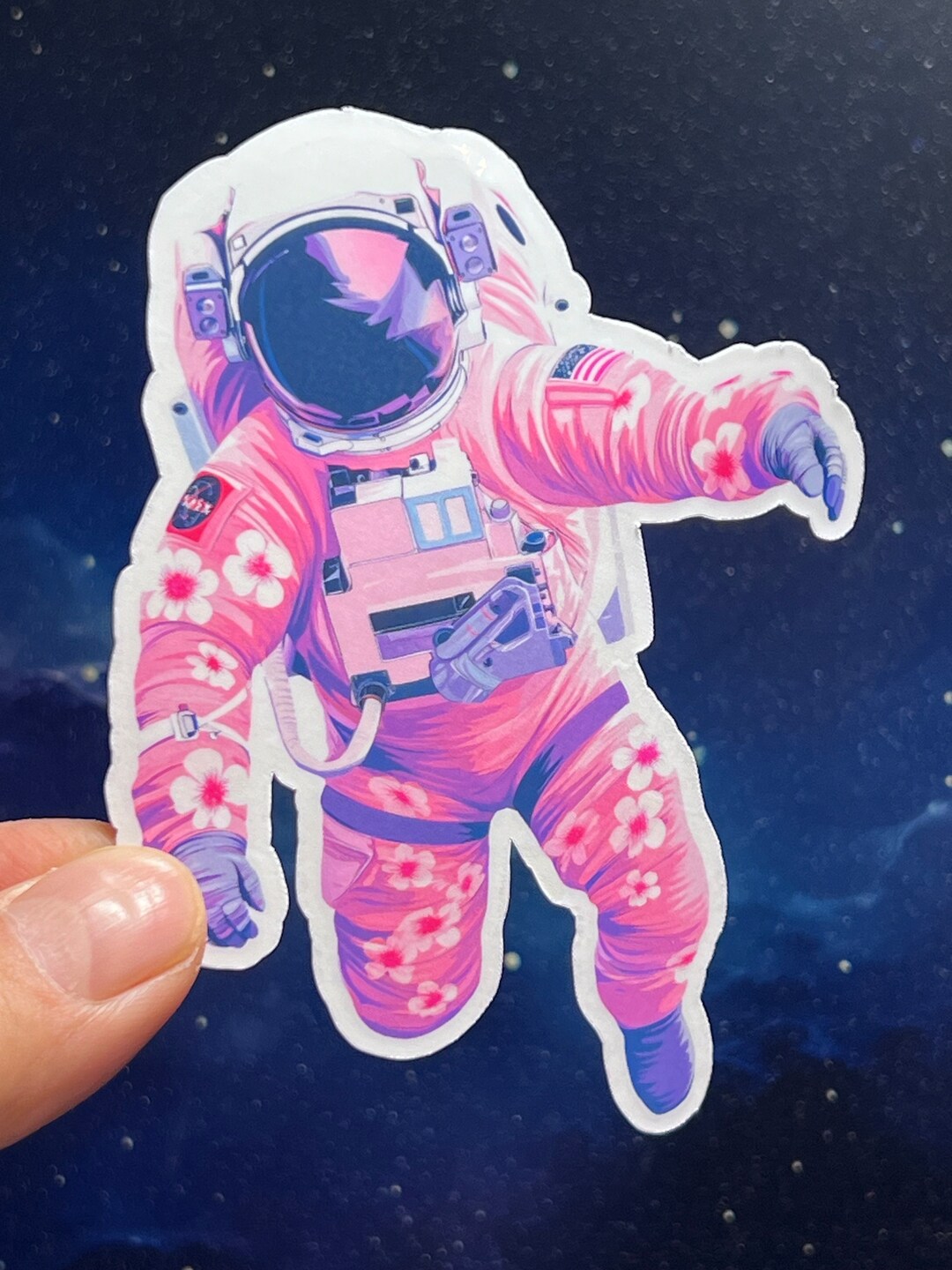 Floral Astronaut Sticker: Pink Space Suit, Laptop Sticker - Etsy