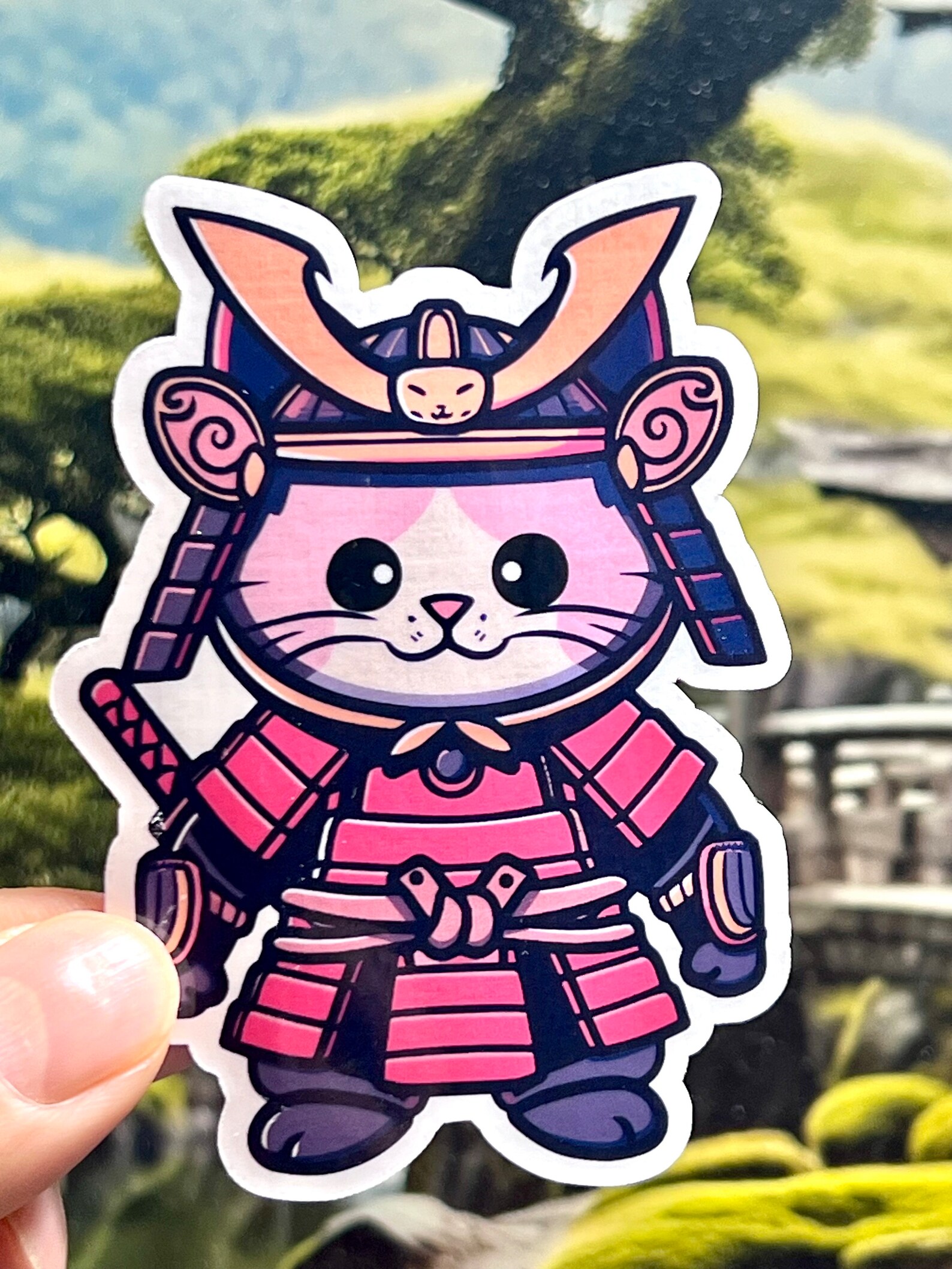 Samurai Cat Vinyl Sticker: Japanese Warrior Kitty, Laptop Sticker - Etsy