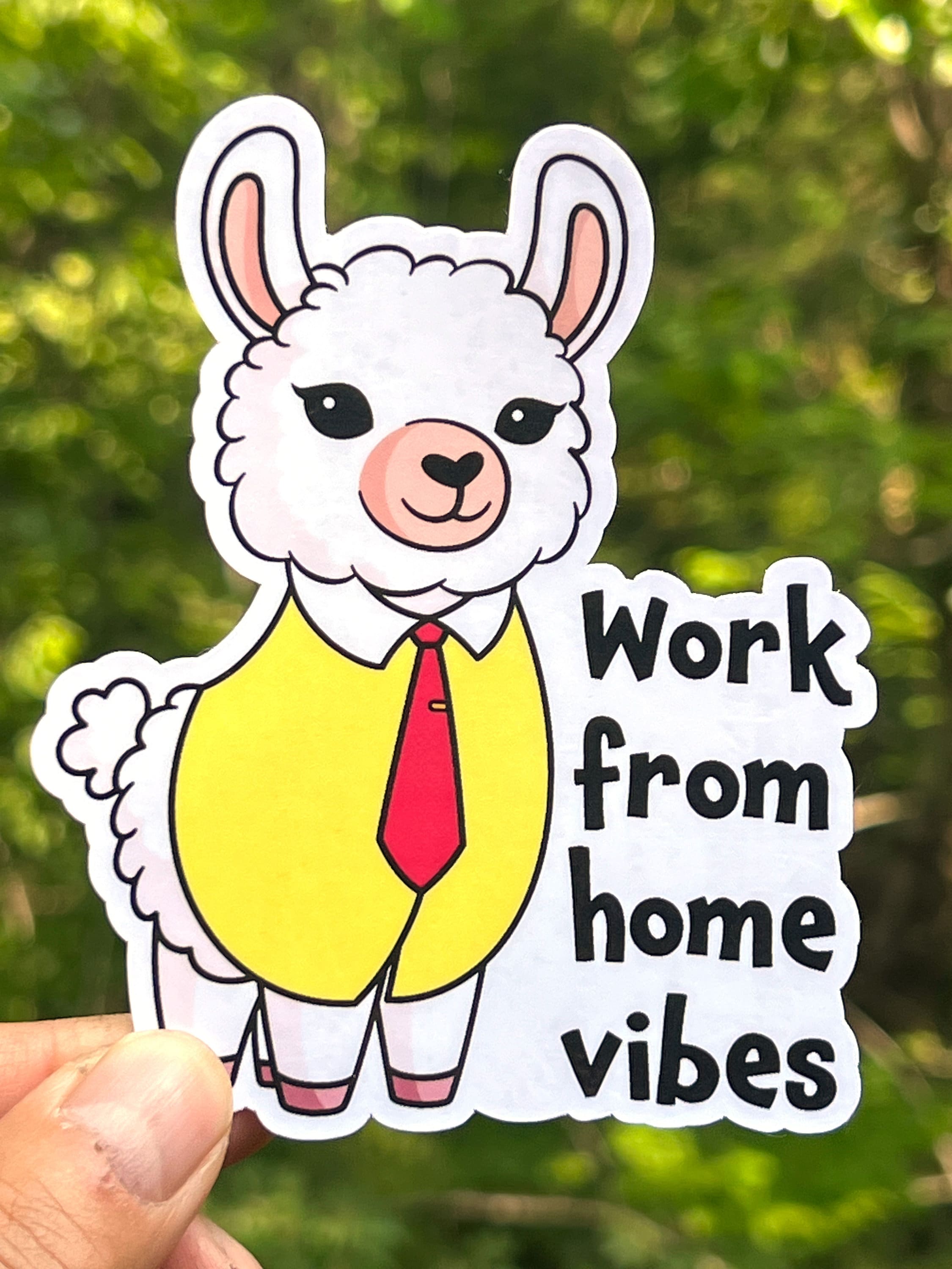 Work From Home Vibes Llama Vinyl Sticker, Llama Gift, Llama Sticker ...