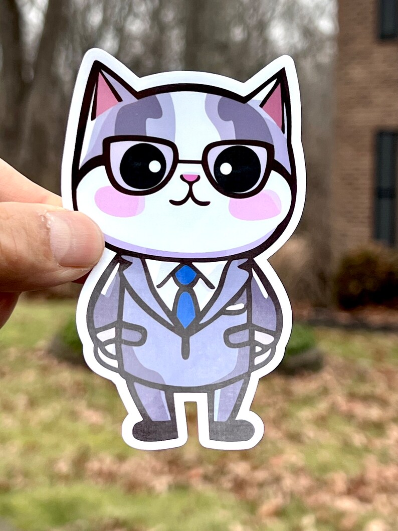 Boss Cat Business Cat Sticker Cute Banker Kitty Decal Cat Wearing Suit ...