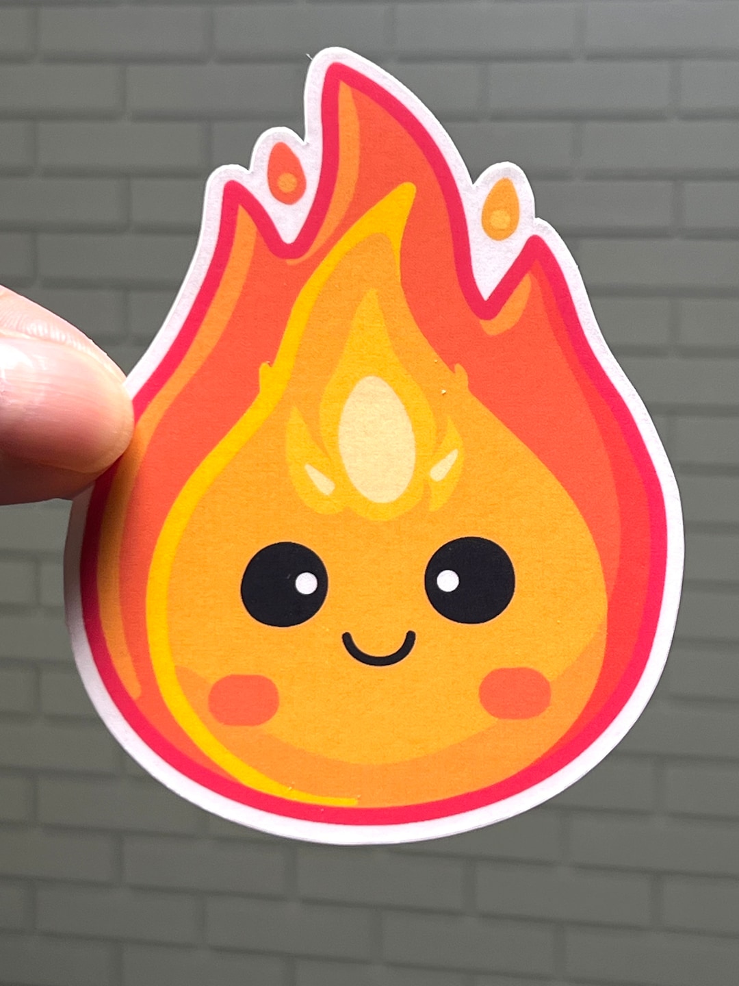 Cute Fire Sticker | Flickering Flame Kawaii Design | Fun Kids Sticker ...