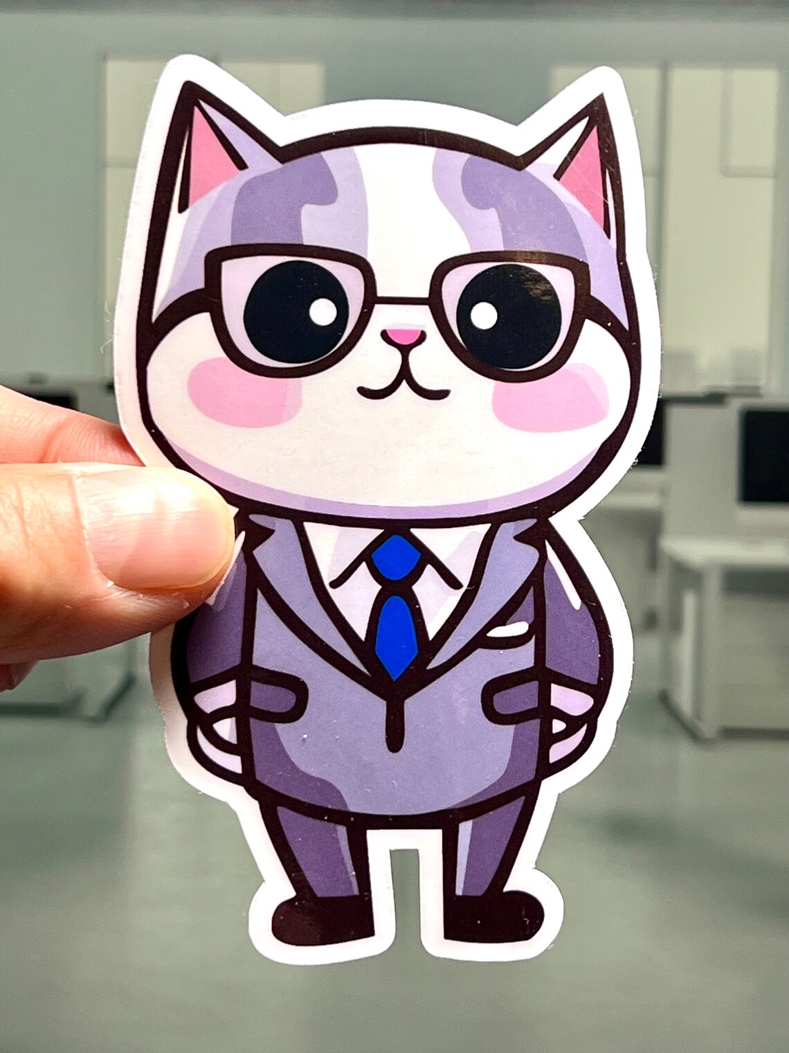 Pegatina de gato jefe / Pegatina de gato de negocios / Bonita ...