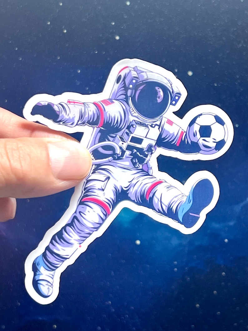 Soccer Astronaut Sticker Spaceman Soccer Vinyl Sticker Space Theme Fun ...