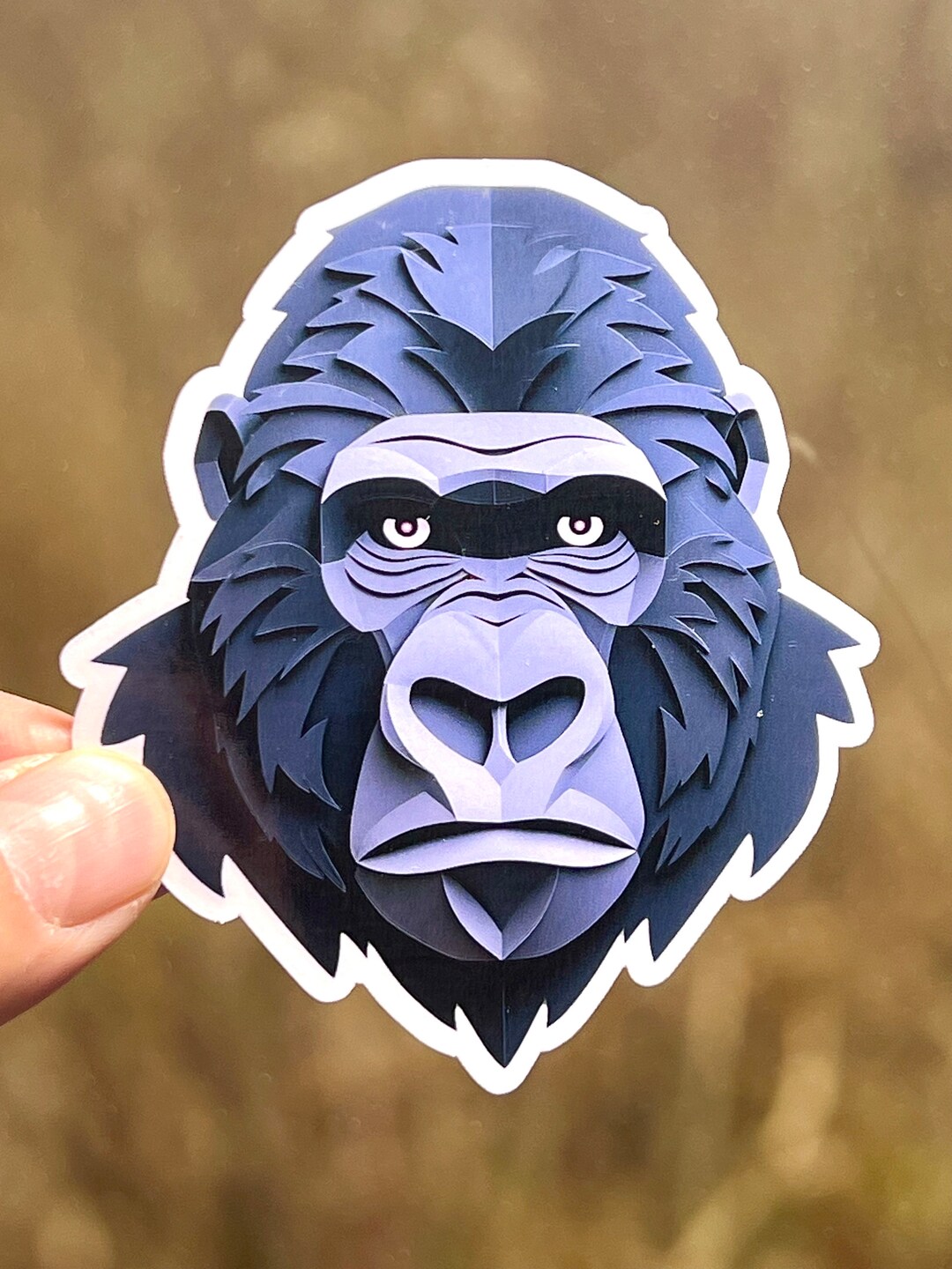 Silverback Gorilla Head Sticker: Laminated Vinyl Sticker - Etsy