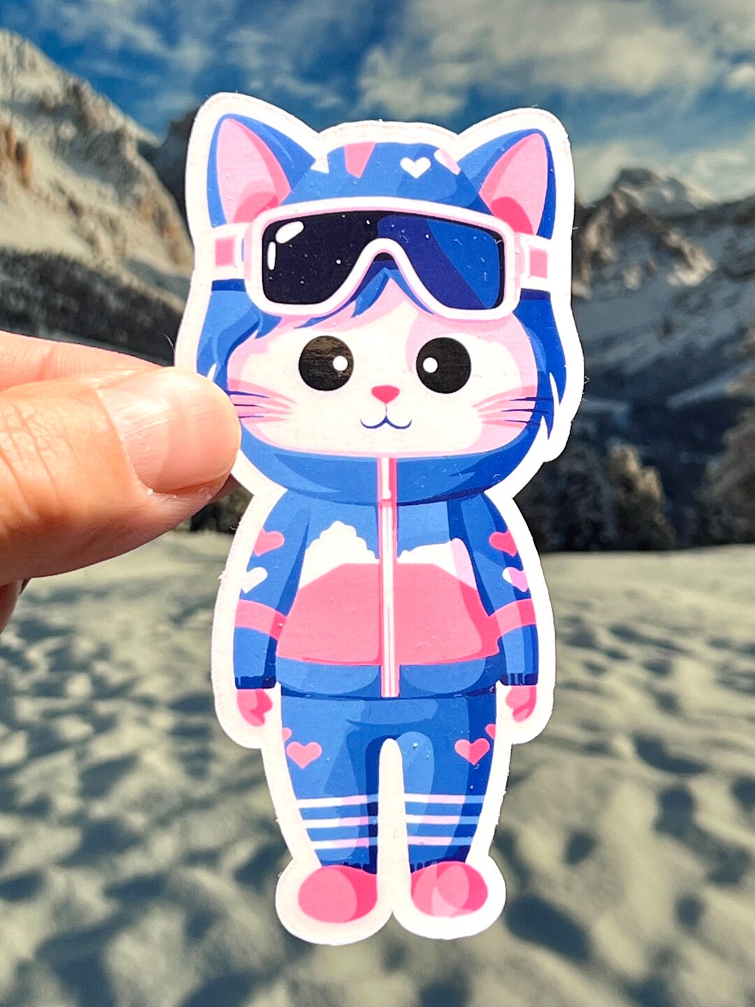 Ski Girl Cat | Winter Ski Kitty Sticker | Kawaii Kitty | Waterproof ...