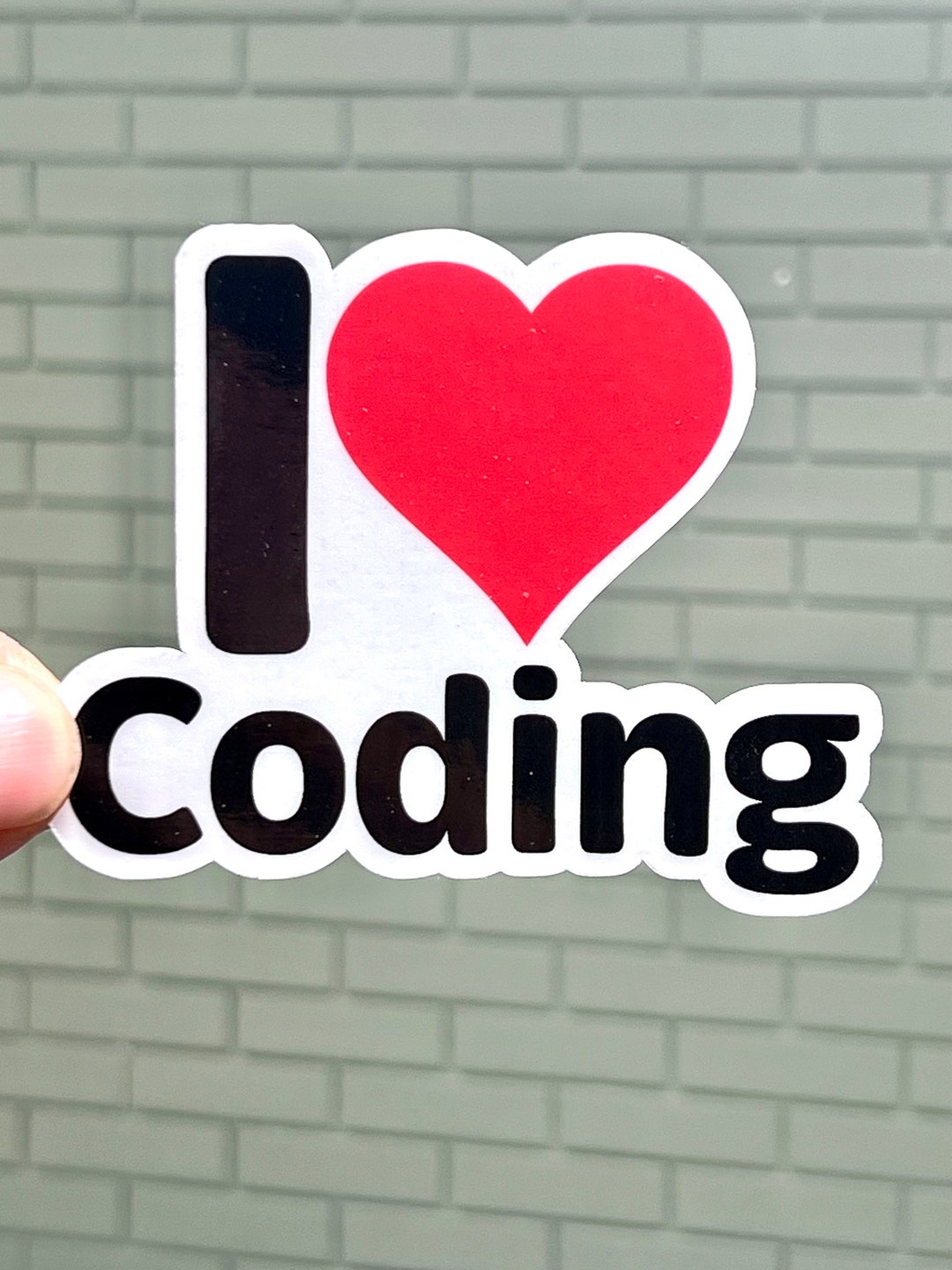 I Love Coding Sticker | I Heart Coding Vinyl Sticker | Water Bottle ...