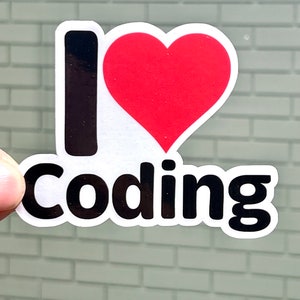 I Love Coding Sticker | I Heart Coding Vinyl Sticker | Water Bottle ...