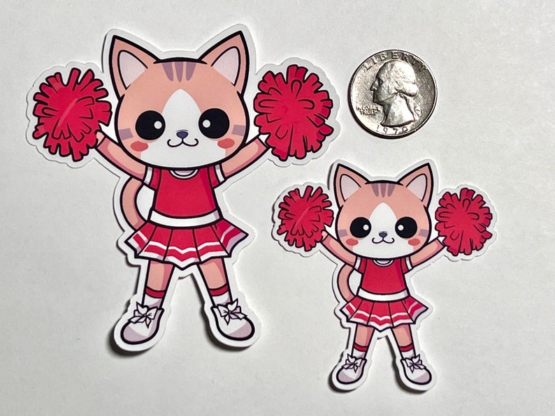Cheerleader Cat Vinyl Sticker: Kawaii Cheer Team Sticker - Etsy