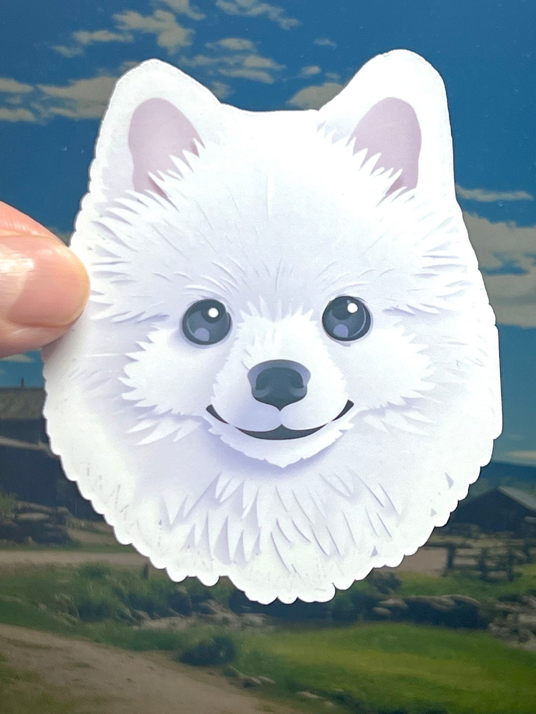 Pomeranian White Sticker | Pomeranian Dog Breed Geometric Design Vinyl ...