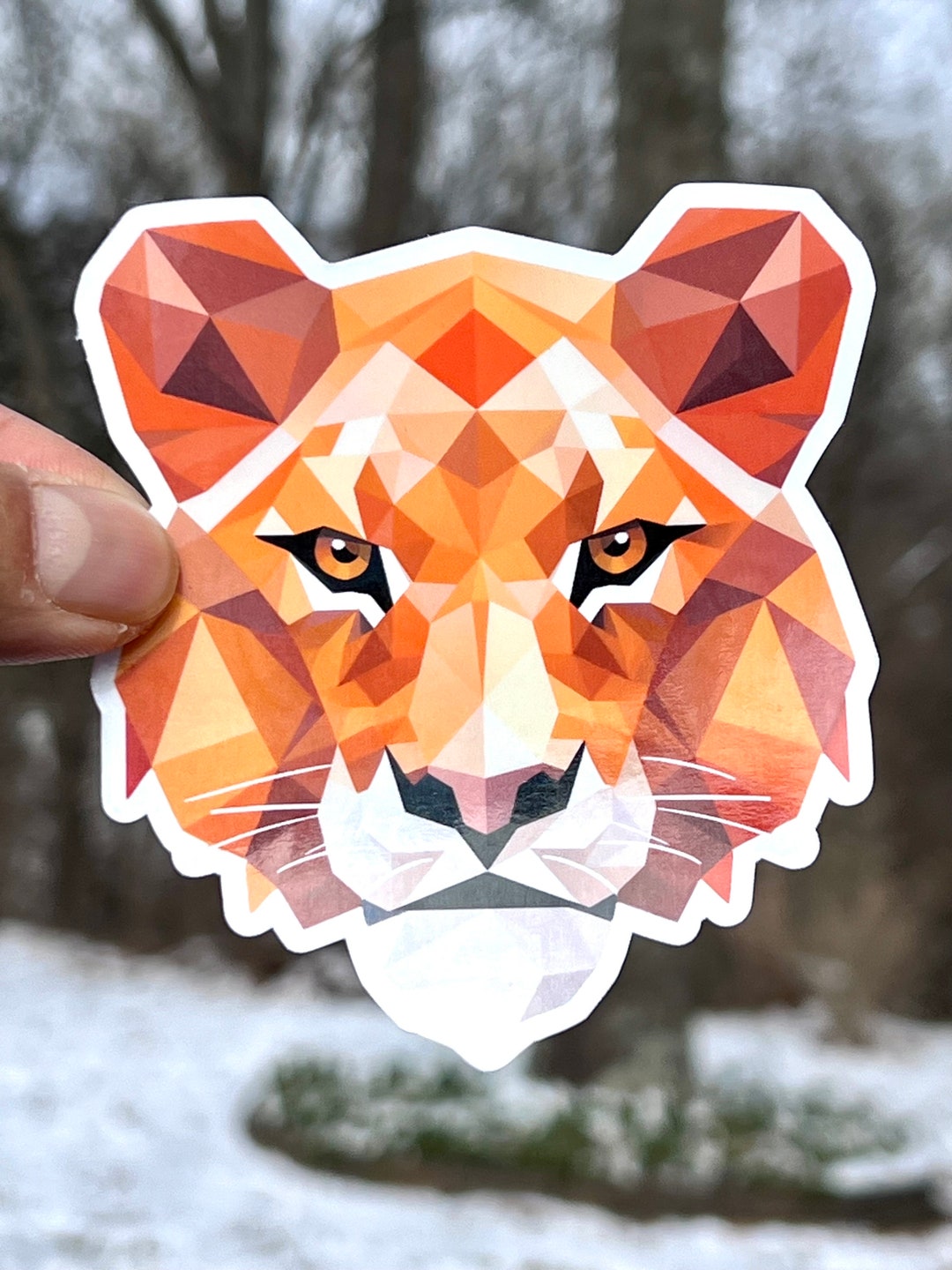 Geometric Lioness Head Sticker: Waterproof Vinyl Stickers - Etsy
