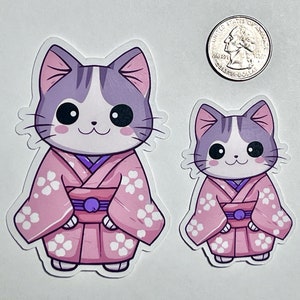 Kimono Cat Vinyl Sticker: Kawaii Japanese Shogun Design - Etsy