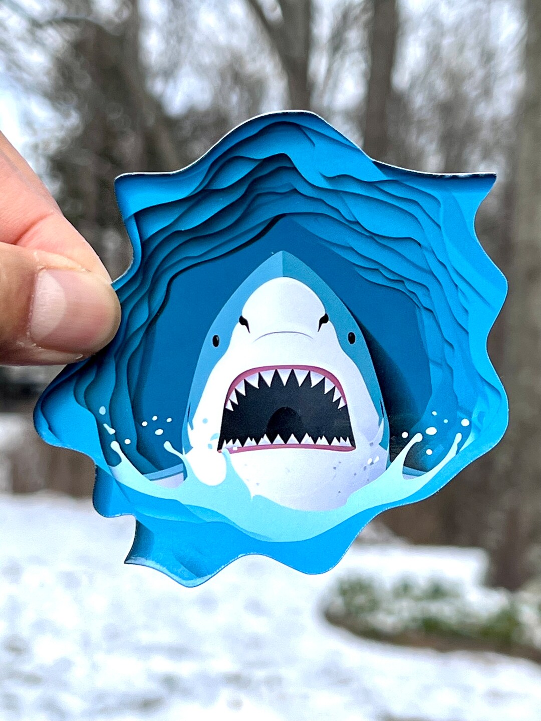 Shark Attack Sticker | Shark Busting Out Sticker | Waterproof Vinyl ...