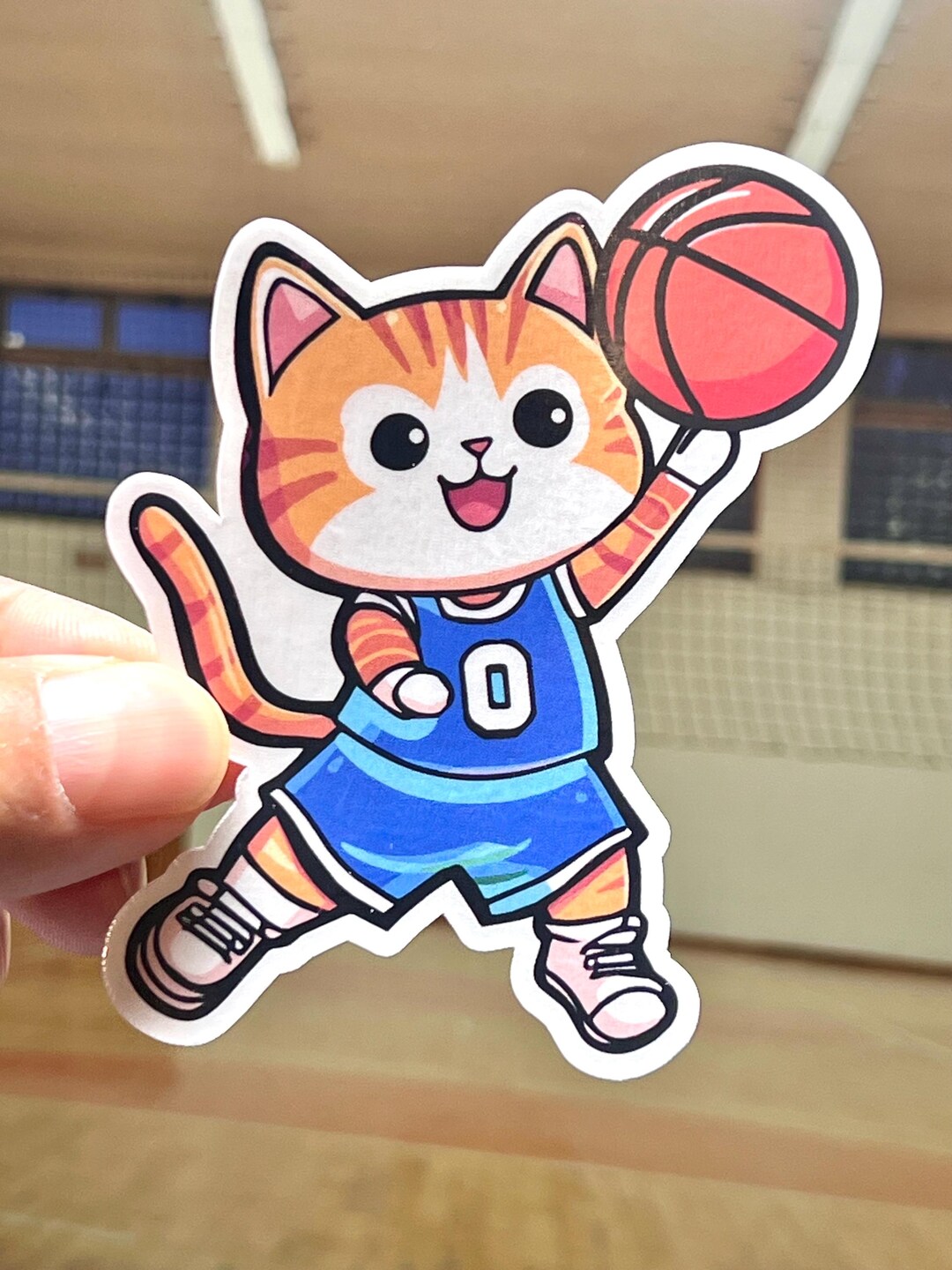 Basketball Layup Cat Sticker | Basketball Kitty | Kawaii Kitty ...