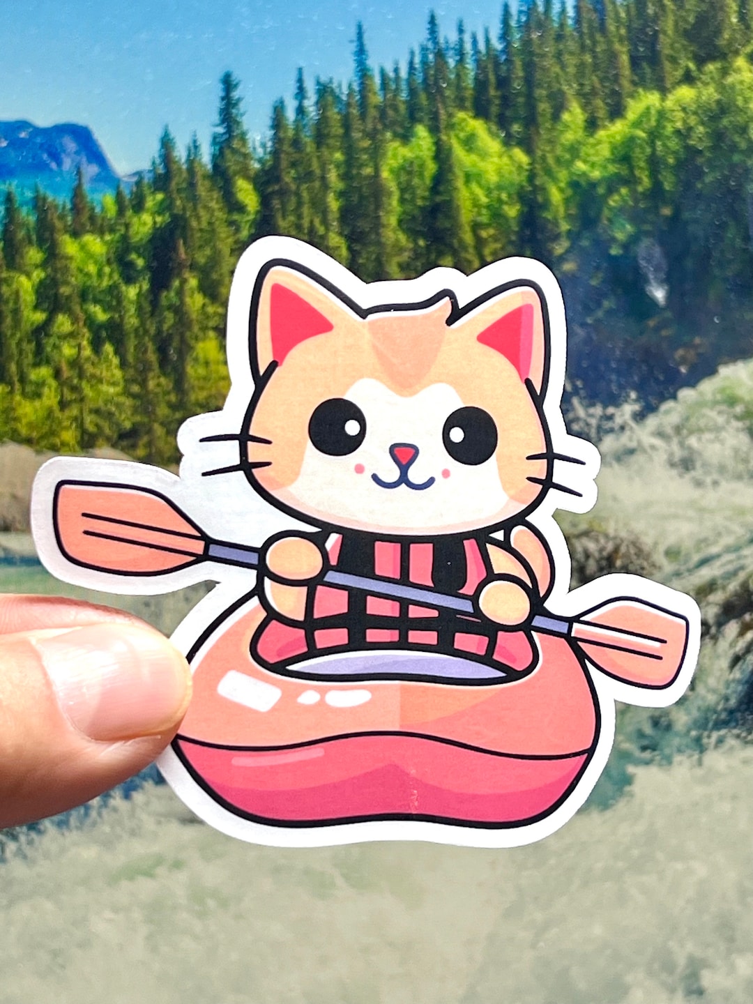 Kayak Cat Vinyl Sticker: Whitewater Kitty Adventure - Etsy
