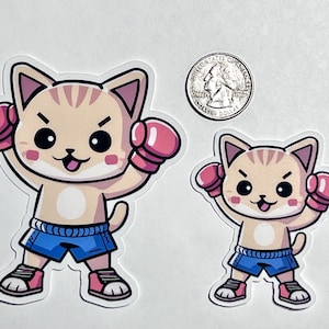 Boxing Cat Sticker | Champion Boxer Kitty | Water Bottle Sticker ...