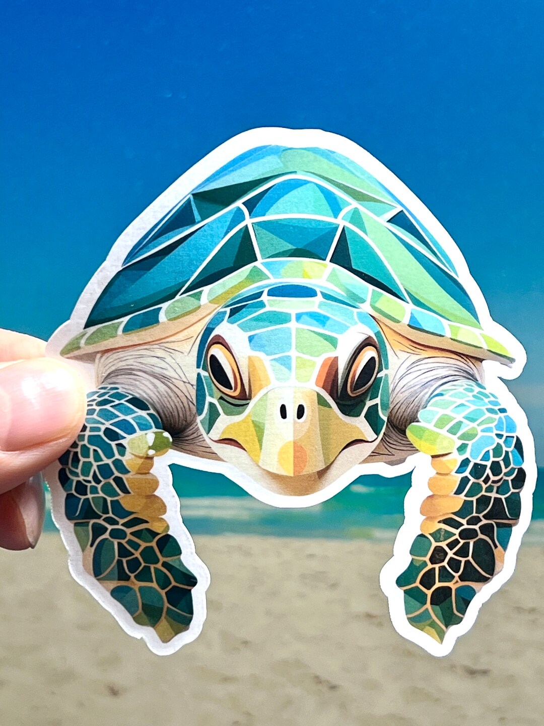 Sea Turtle Sticker | Stylized Sea Turtle Head Vinyl Sticker | Zoo Gift ...