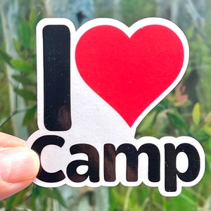 I Love Camp Waterproof Vinyl Sticker UV Car Decal and Summer Camping ...
