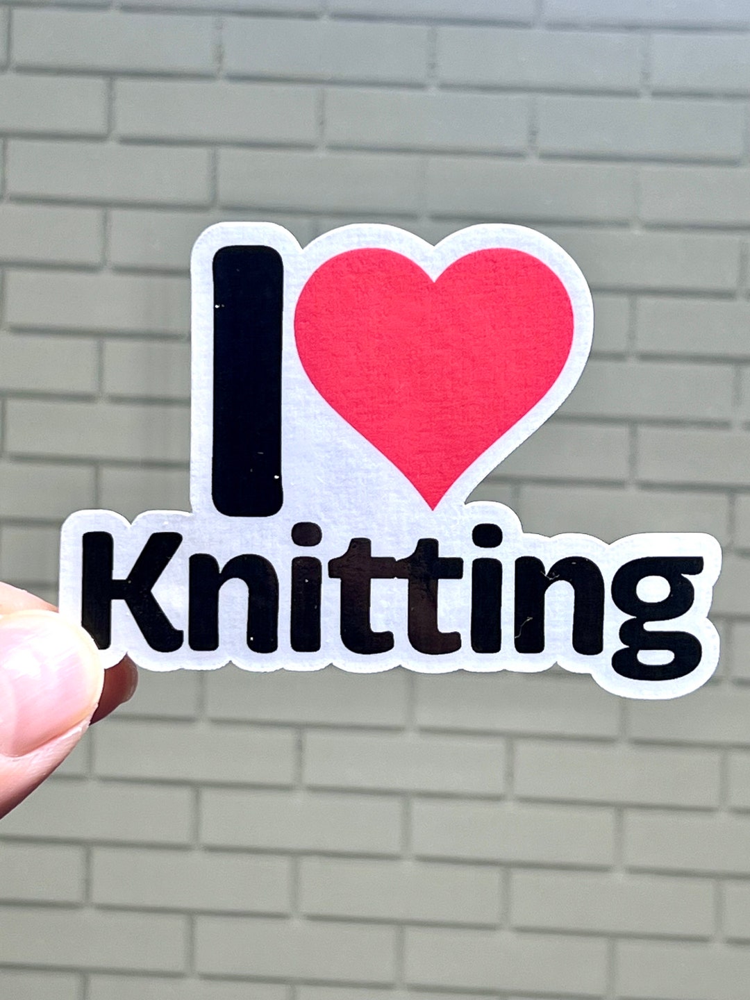 I Love Knitting Sticker | I Heart Knitting Vinyl Decal | Water Bottle ...