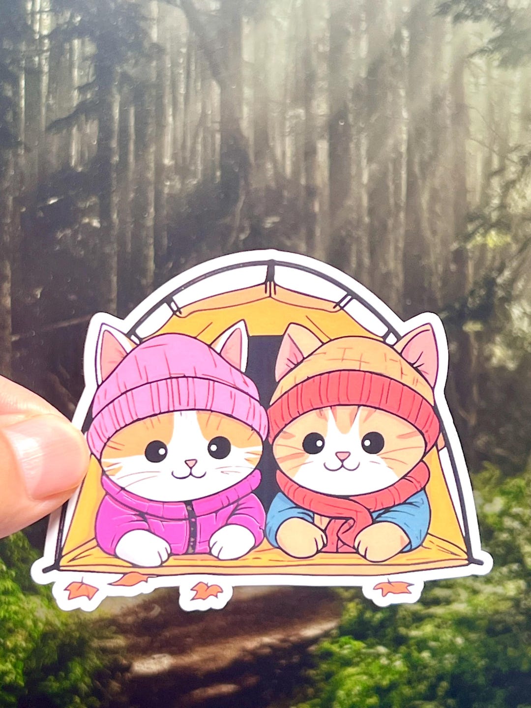 Camping Cats Sticker | Campground Kitties Sticker | Water Bottle ...