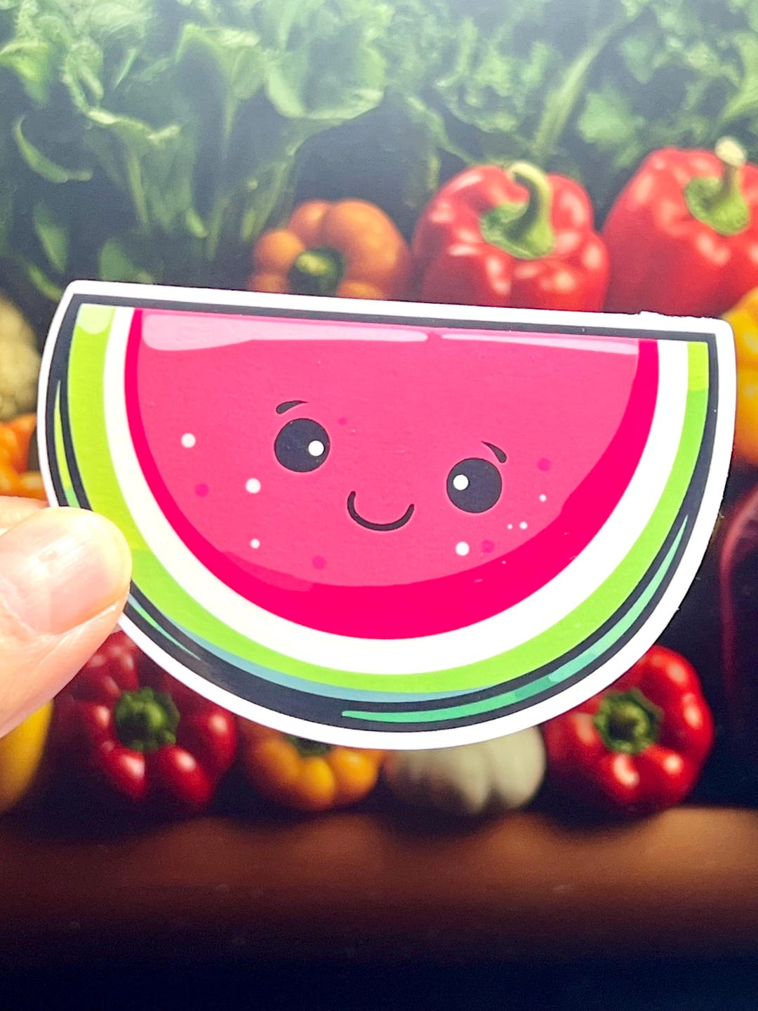 Cute Watermelon Sticker | Smiling Watermelon Slice | Kawaii Design ...