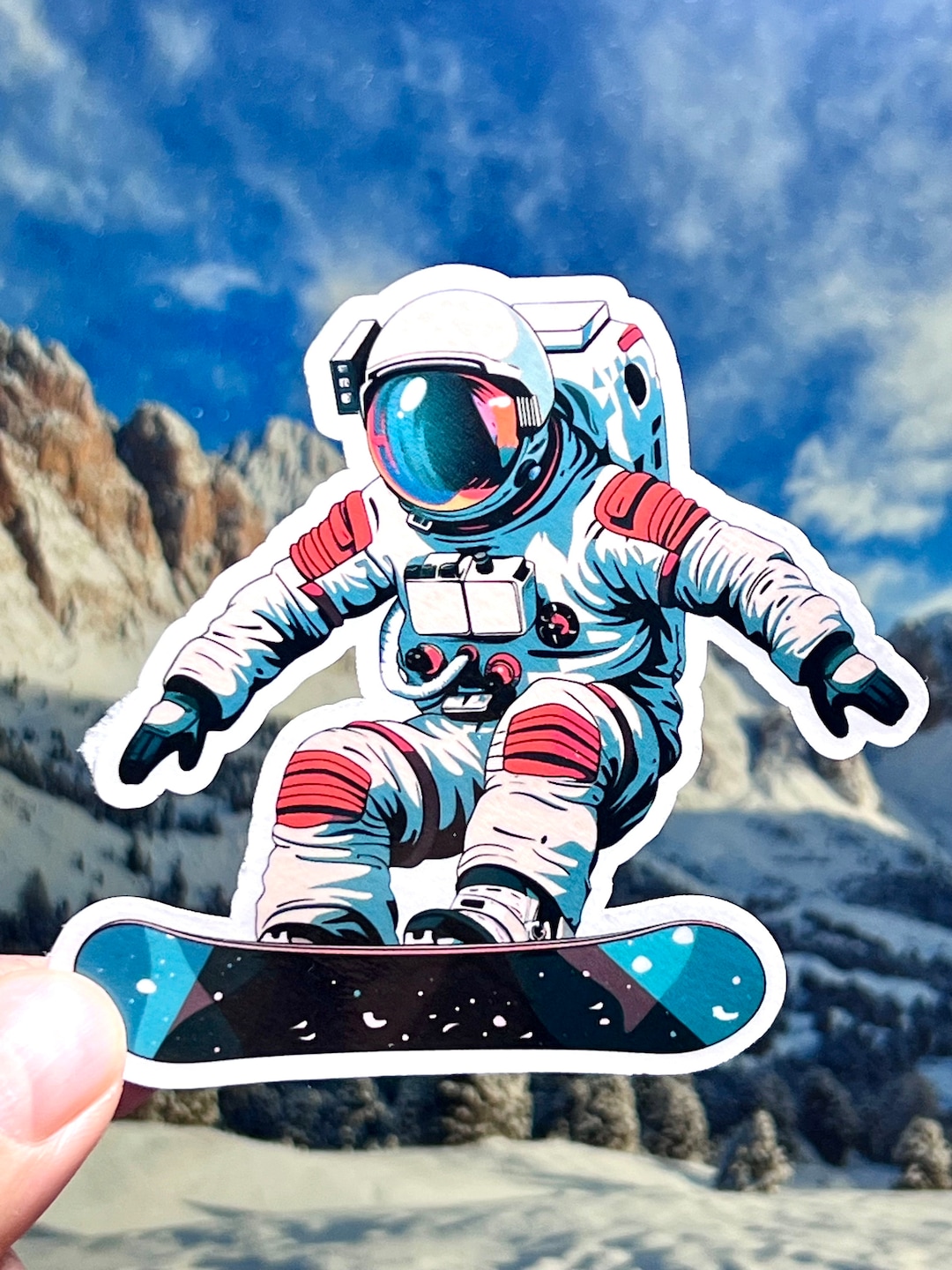 Astronaut on Snowboard Sticker | Snowboarding Astronaut Vinyl Sticker ...
