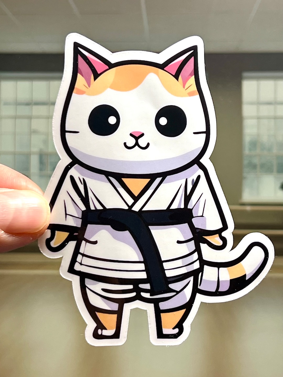 Karate Kitty Sticker | Cute Taekwondo Kitty Decal | Waterproof Vinyl ...