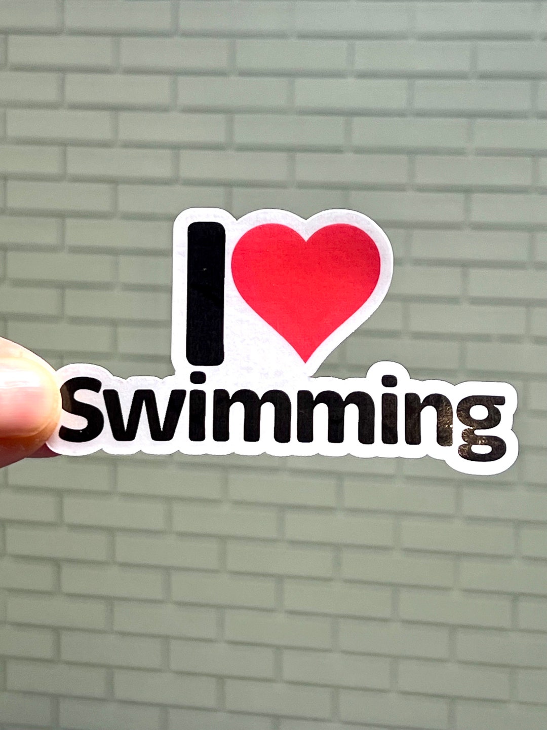 I Love Swimming Sticker: Waterproof Vinyl Sticker - Etsy