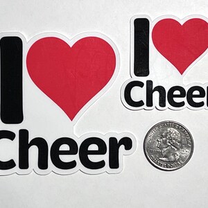 I Love Cheer Sticker | I Heart Cheer Decal | Waterproof Vinyl Sticker ...