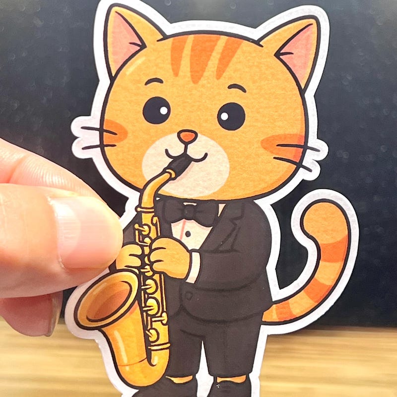 The Cat and the Saxophone - Etsy