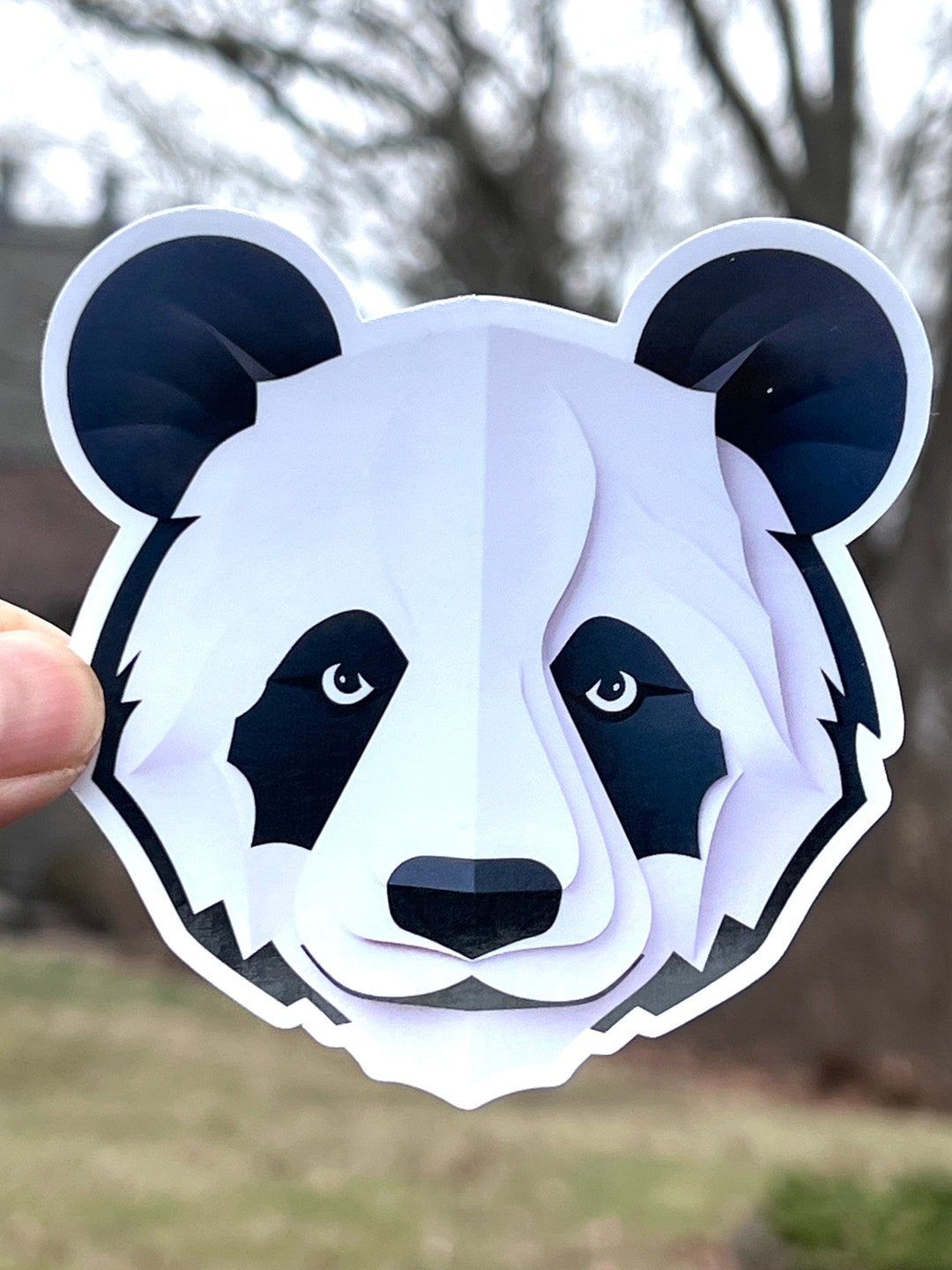 Geometric Panda Head Vinyl Sticker - Zoo Animal Gift - Etsy