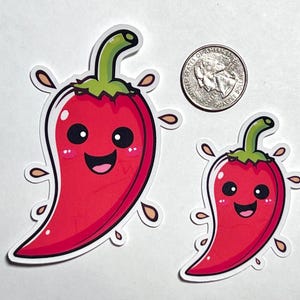 Cute Chili Pepper Sticker | Hot Pepper Kawaii Design | Spicy Food Lover ...