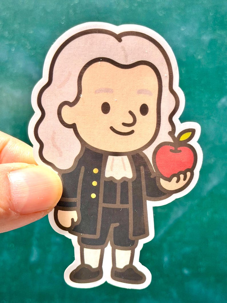 Isaac Newton Sticker: Mathematician, Physicist, Scientist Kawaii ...