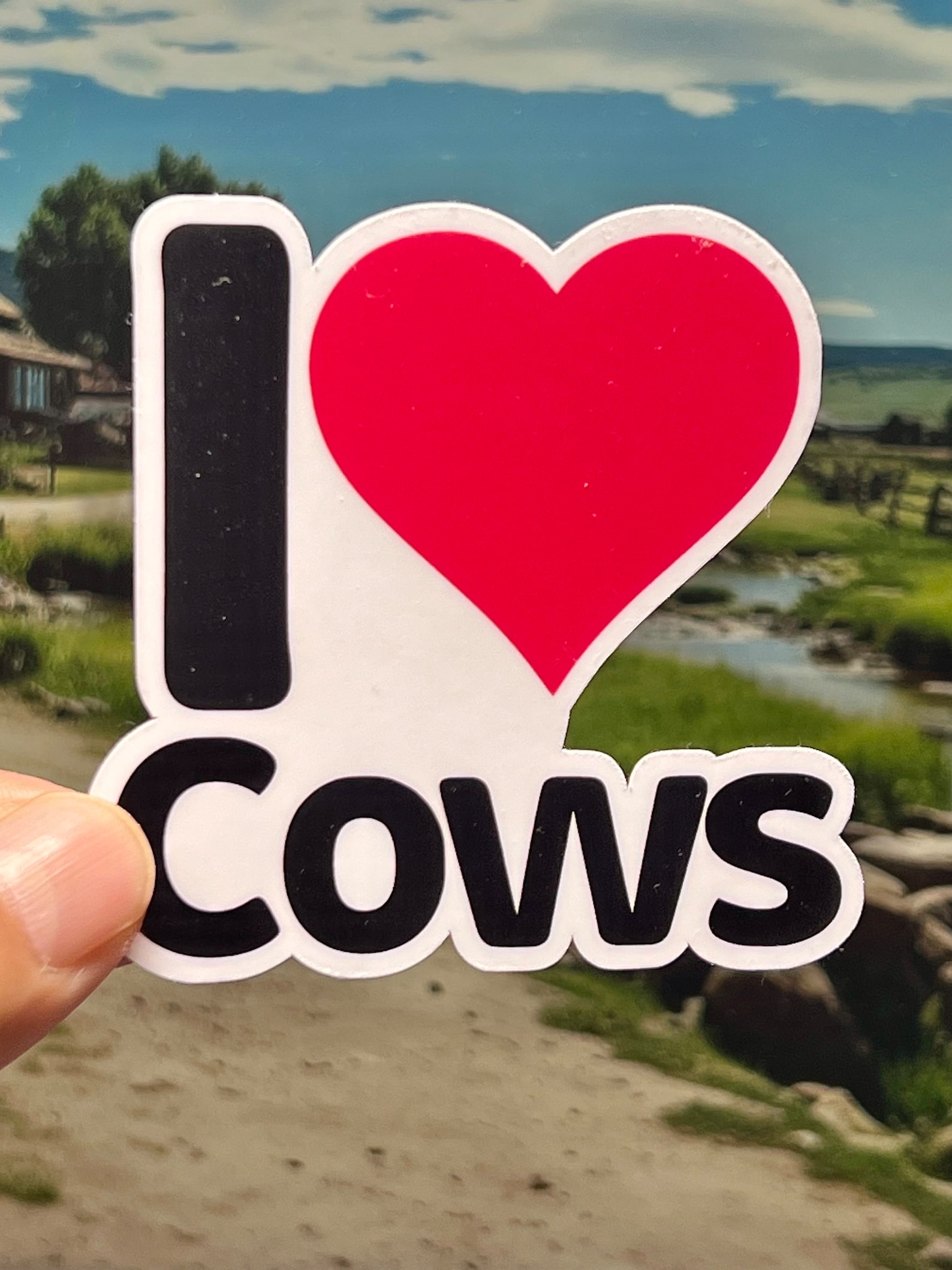I Heart Cows Waterproof Vinyl Sticker for Laptops Water Bottles and Cow ...