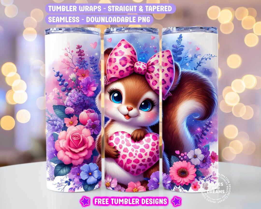 Squirrel Tumbler Wrap Floral Design Coquette Tumbler 20 Oz Skinny ...